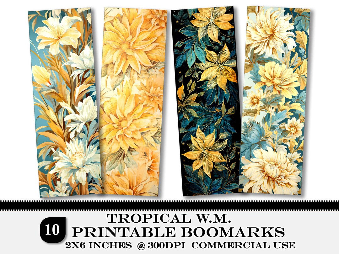 Flower Printable Bookmarks, Cute Bookmark Set, Floral Bookmarks PNG ...