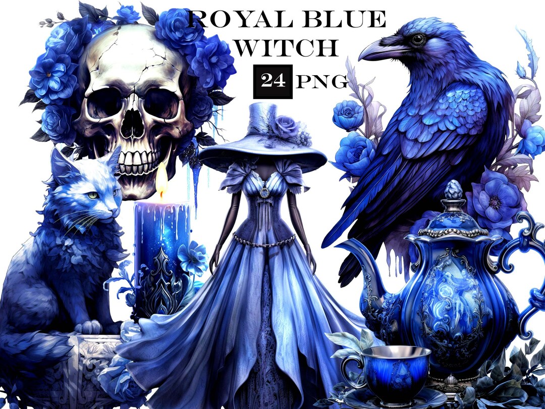 24 PNG Royal Blue Witch Clipart Bundle, Witchcraft Clip Art PNG Bundle ...