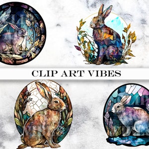 17 PNG Bunny Clipart Bundle, Bunny SVG, Watercolor Rabbit PNG Clip Art ...