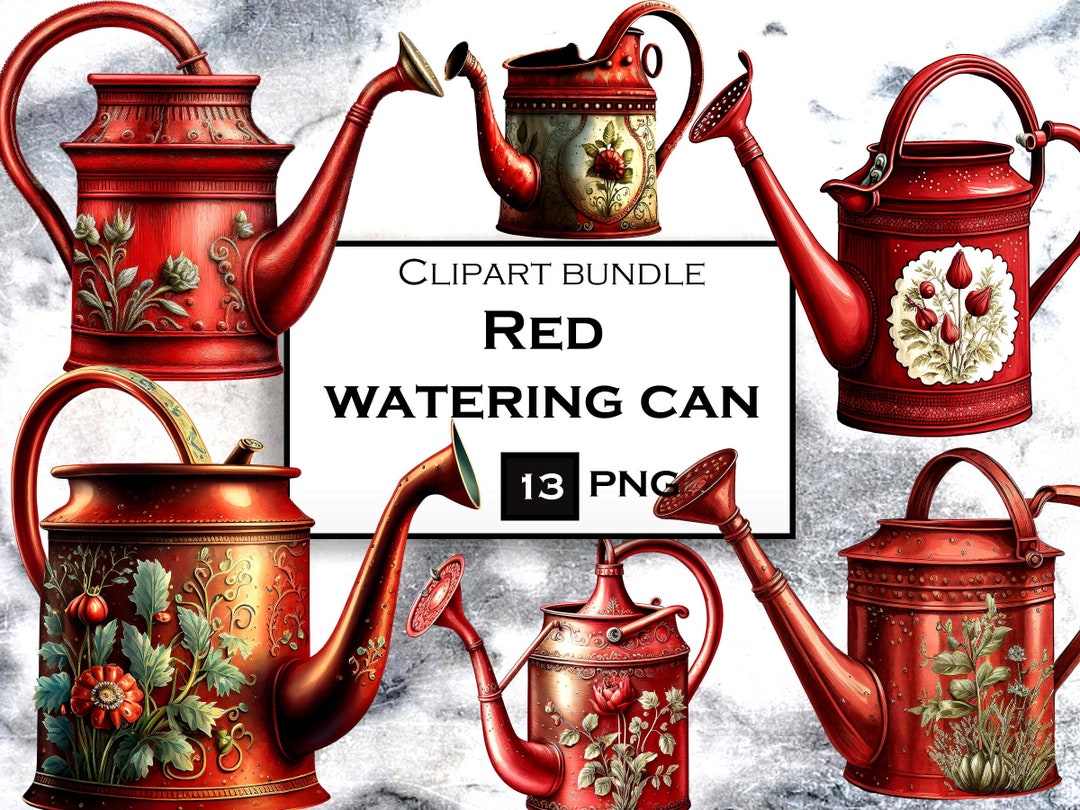 13 PNG Garden Clipart Bundle, Watercolor Watering Can PNG Clip Art ...