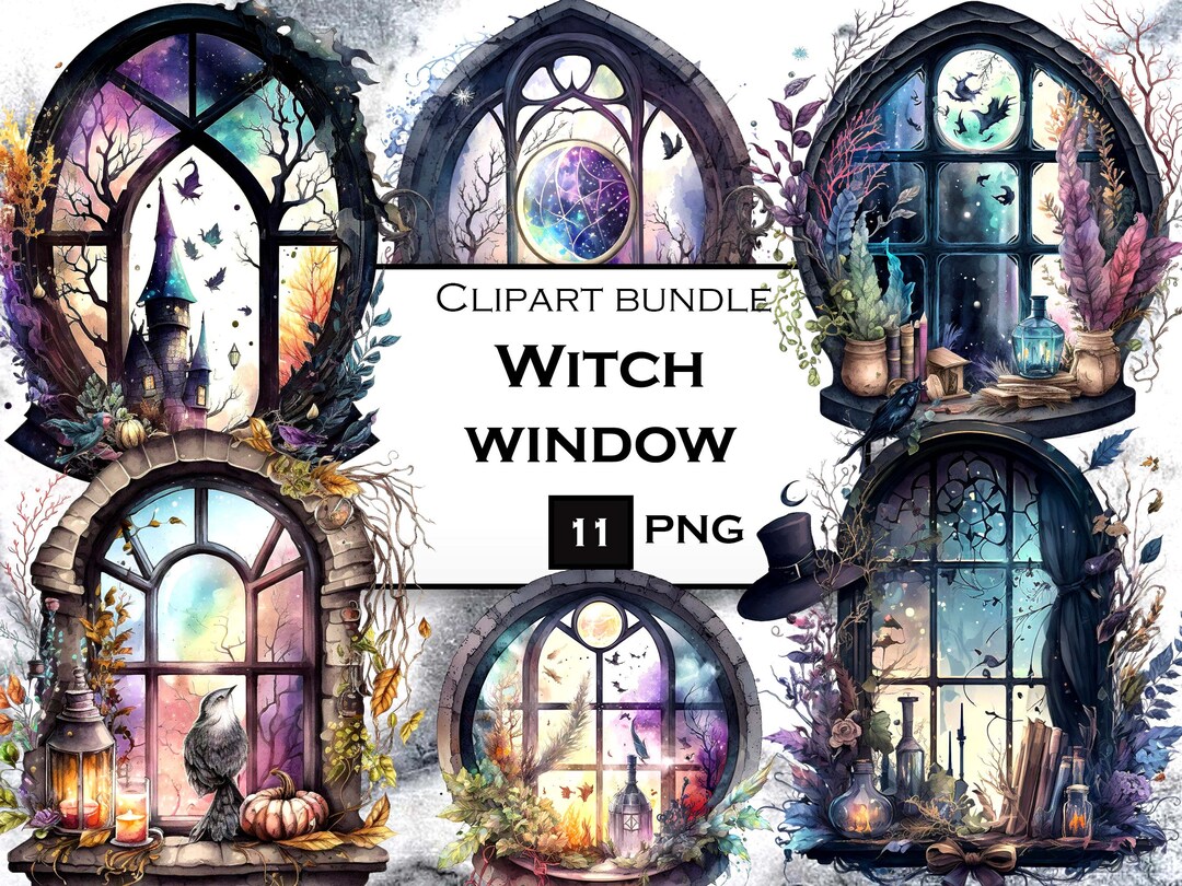 Witch Window Clipart Watercolor Wiccan PNG Witchery Clipart - Etsy