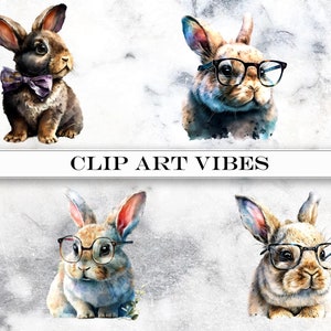 Bunny Clipart Watercolor Rabbit Clipart Bundle Easter - Etsy