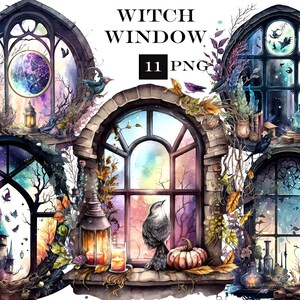 Witch Window Clipart Watercolor Wiccan PNG Witchery Clipart - Etsy