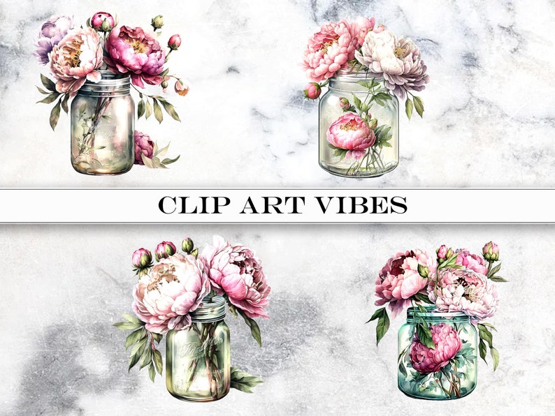 15 PNG Pink Peony Clipart Bundle Watercolor Flowers PNG - Etsy