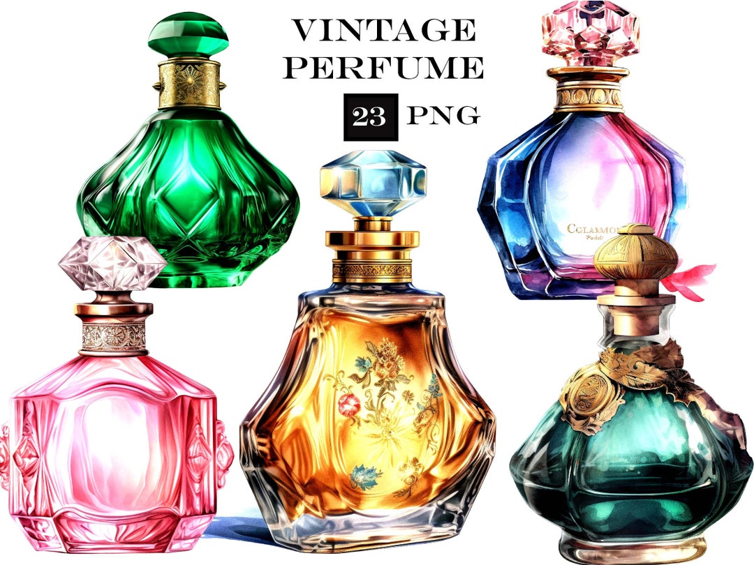 23 PNG Perfume Bottle Clip Art Bundle, Watercolor Perfume Clip Art PNG ...