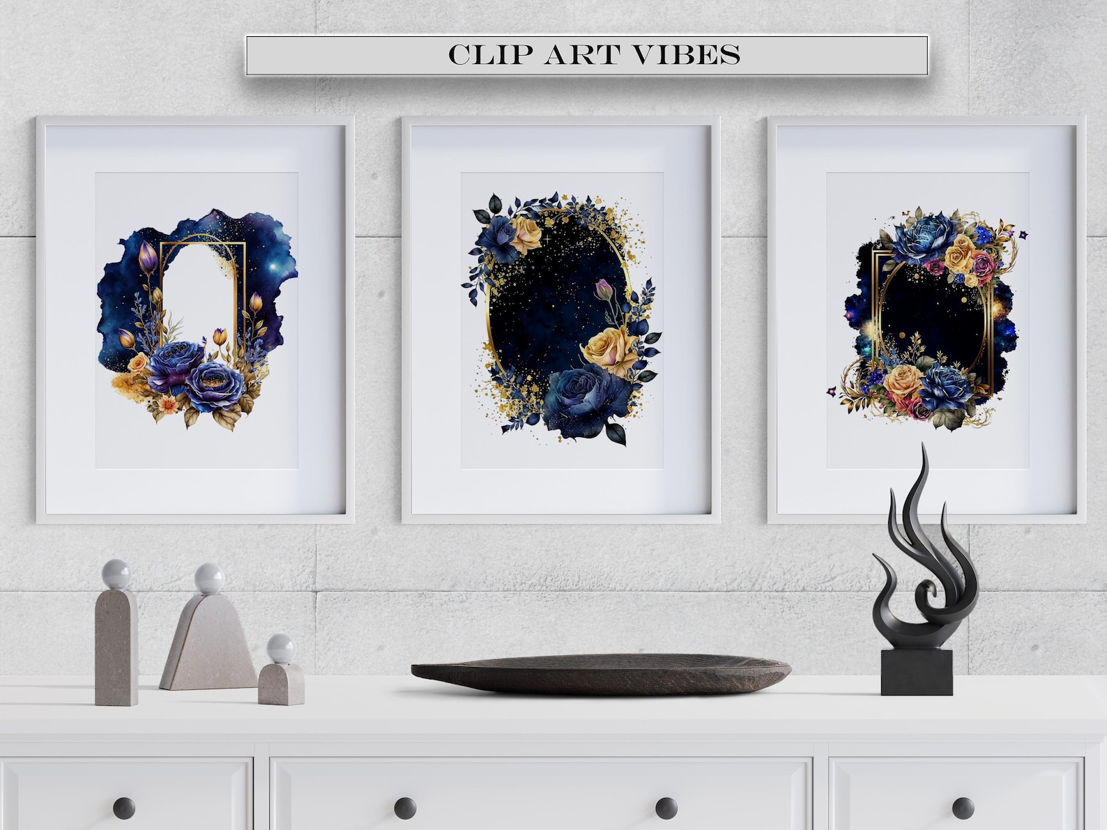 Royal Blue Roses Clipart, Watercolor Floral Frame, Frames Clipart ...