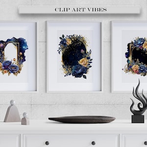 Royal Blue Roses Clipart, Watercolor Floral Frame, Frames Clipart ...