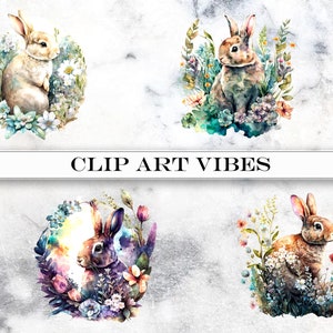 Bunny Clipart Watercolor Rabbit Clipart Bundle Easter - Etsy
