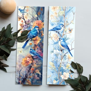 Birds Printable Bookmarks, Cute Bookmark Set, Floral Bookmarks PNG ...