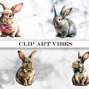 Bunny Clipart Watercolor Rabbit Clipart Bundle Easter - Etsy
