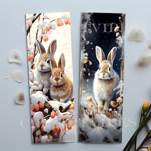 Bunny Printable Bookmarks Bundle - Cute Rabbit Design PNG Bookmarks for ...