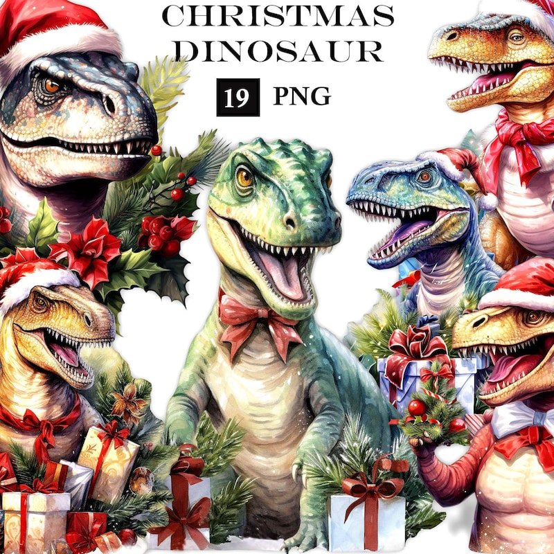 Dinosaur Christmas - Etsy