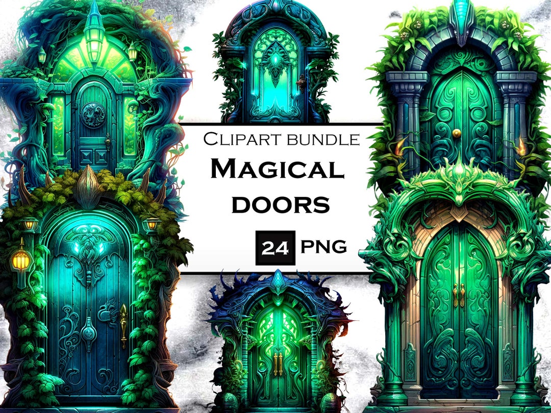 Fairy Door Clipart Bundle, Fantasy Watercolor Clip Art PNG Bundle With ...