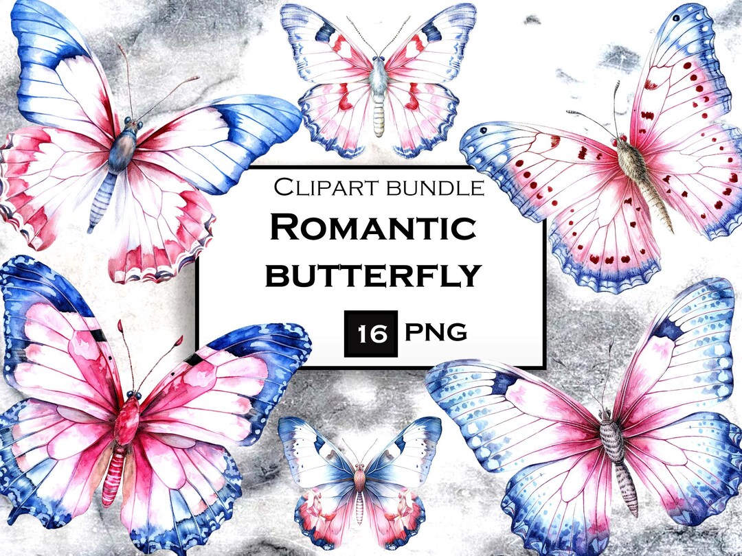 16 PNG Watercolor Butterfly Clipart Bundle, Butterfly PNG, Colorful ...