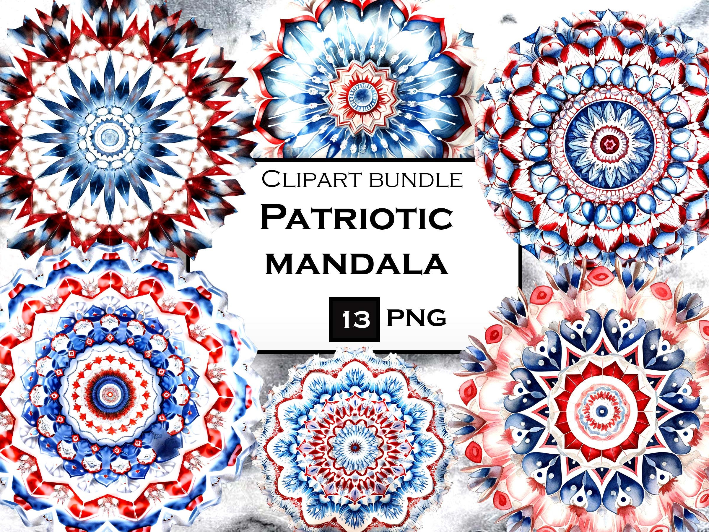 American Mandala Clipart Bundle, Patriotic Clipart PNG, 4th of July ...