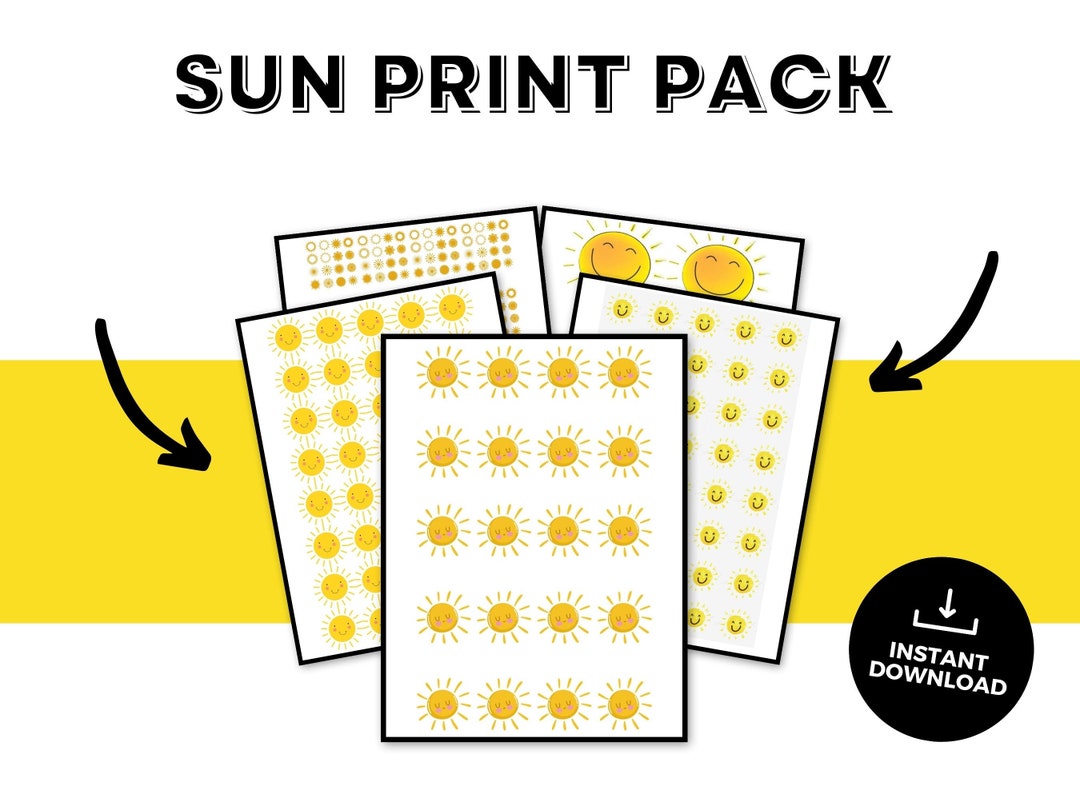 10 Sun Print Design Print Pack CMYK PDF Print Digital File - Etsy