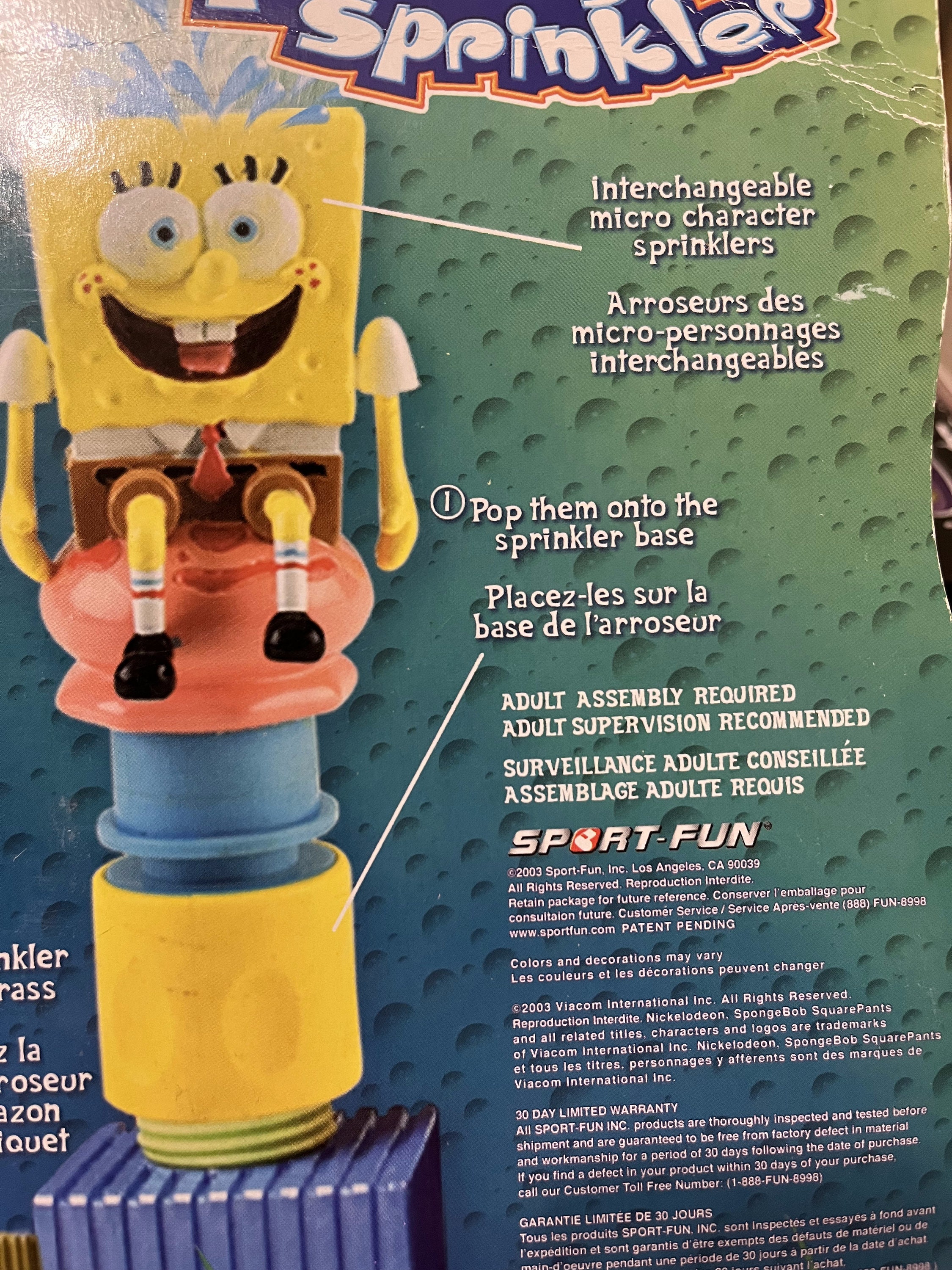 Spongebob Squarepants Pop'n'spray Sprinkler 2003 - Etsy