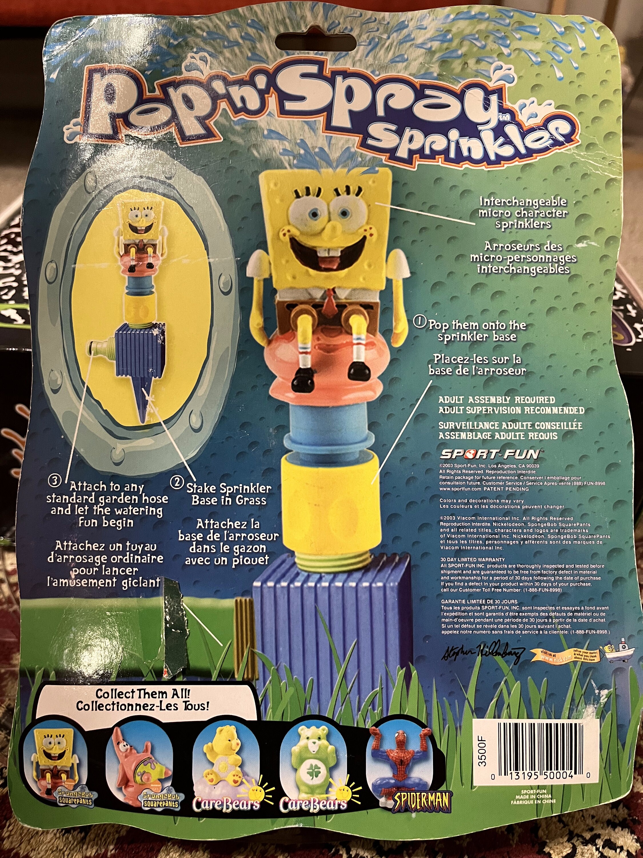 Spongebob Squarepants Pop'n'spray Sprinkler 2003 - Etsy