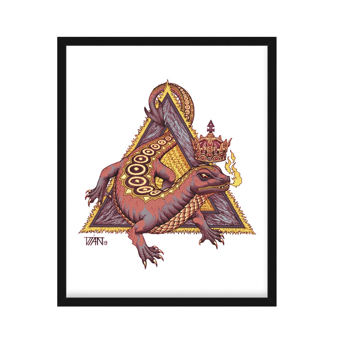 Fire Salamander, Spitting Flames - Crowned Mythological Creature 8.5 ...