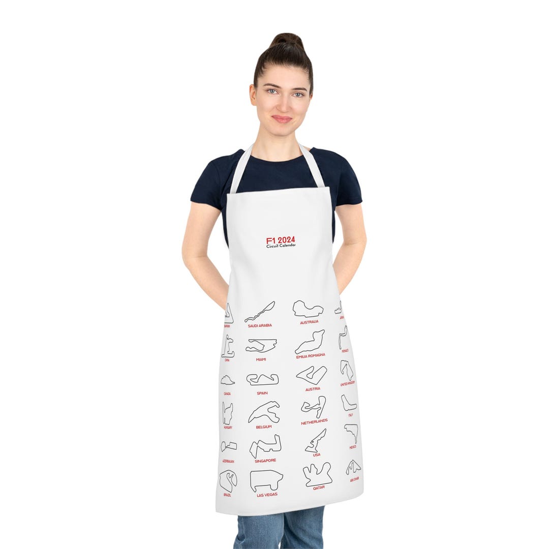 2024 F1 Circuit Layouts Apron White Apron Featuring All 24 Grand Prix ...