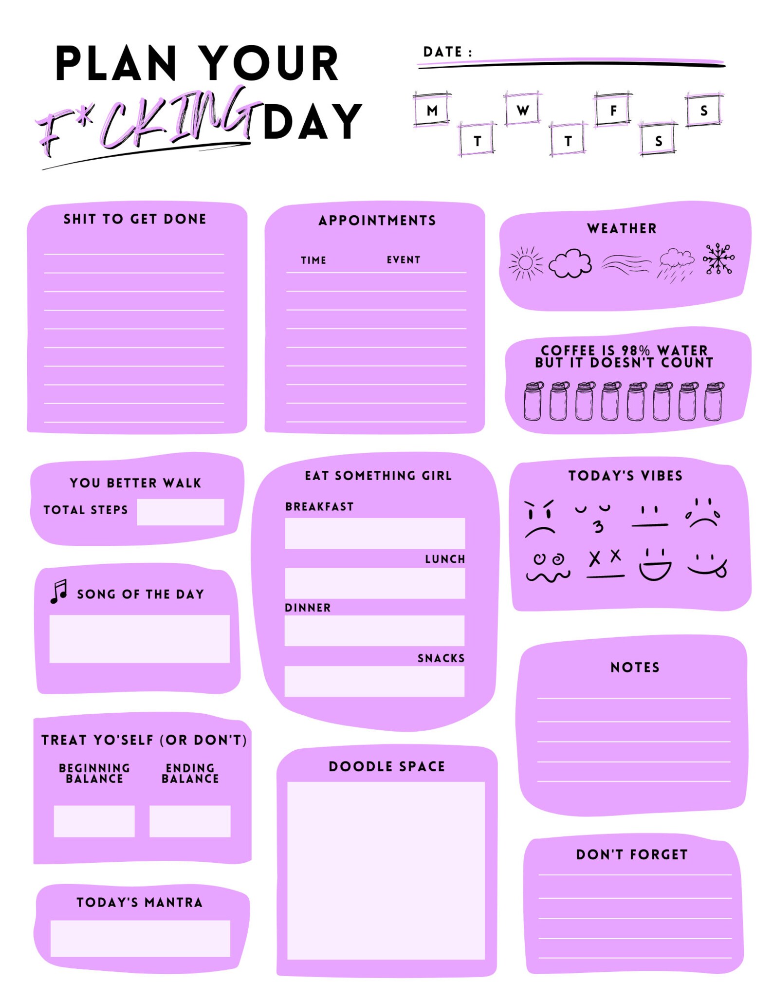 Printable Planner, Girlboss Planner, Purple Planner, Daily Organizer - Etsy