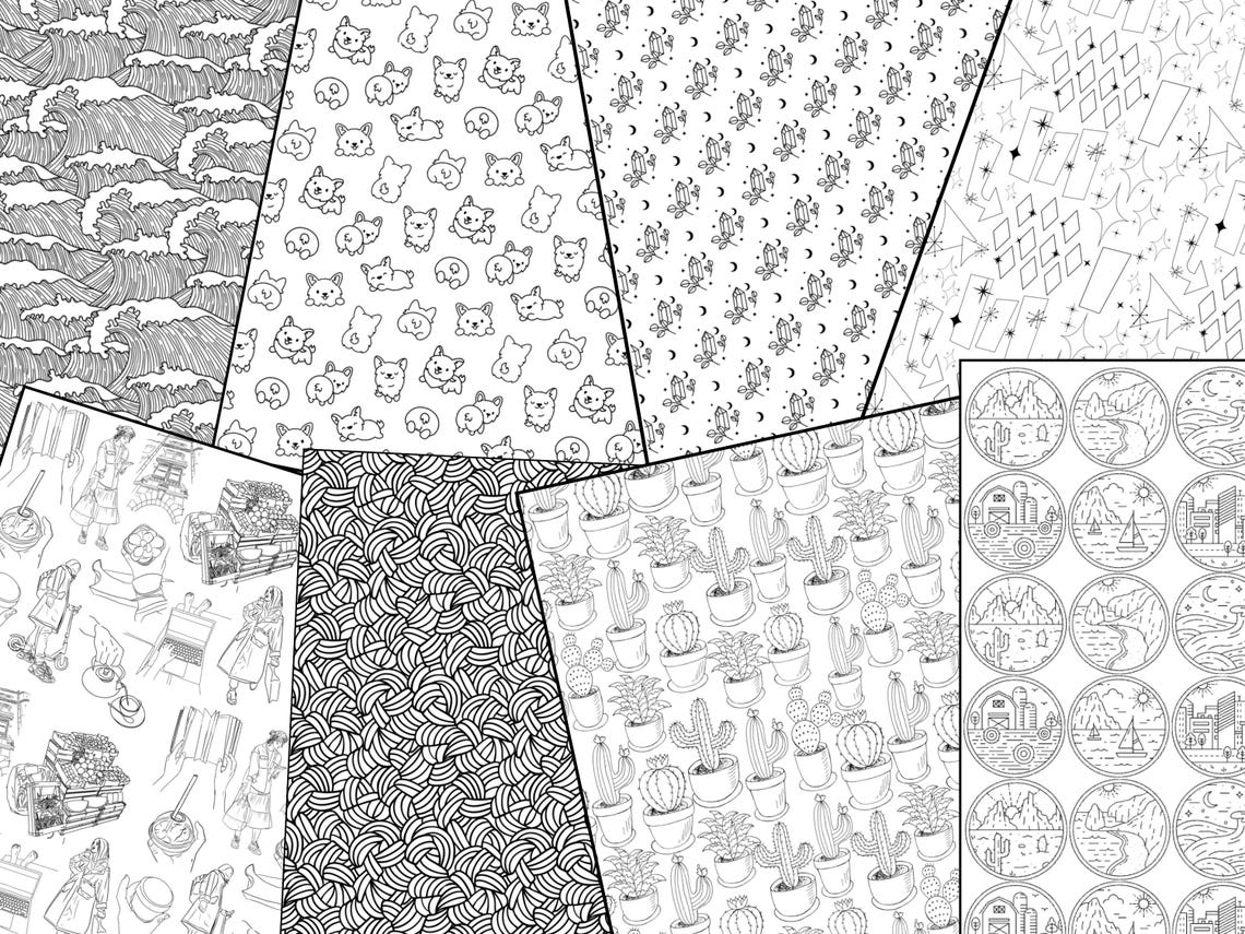 Pattern Themed 350 Coloring Pages for Digital Instant Download Ready ...