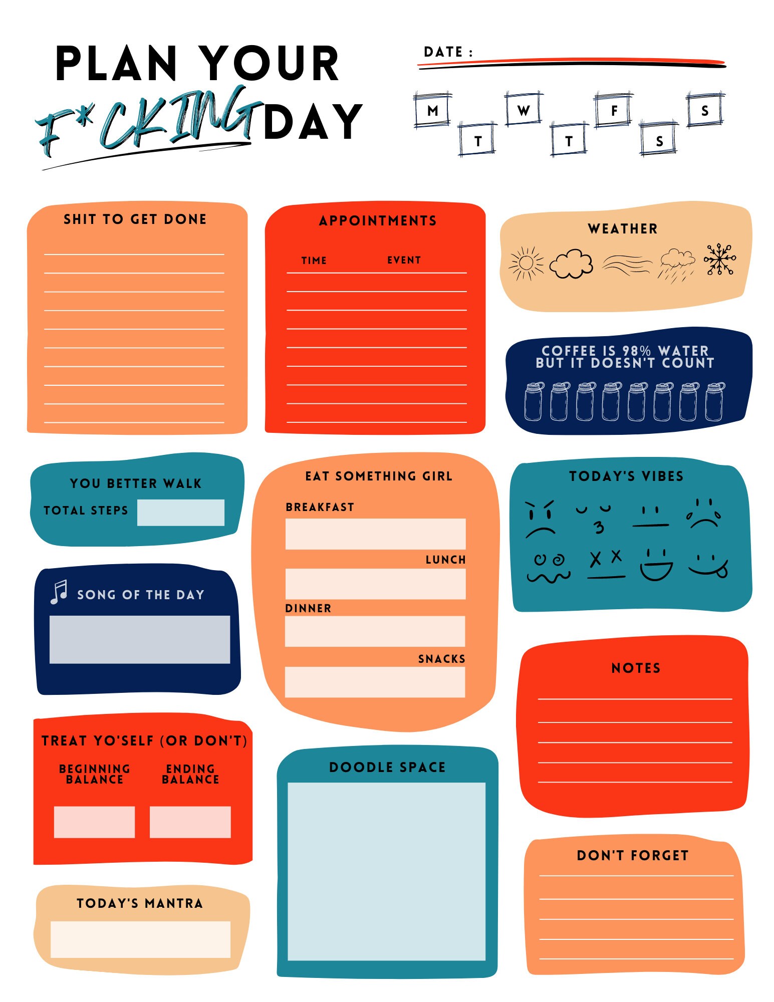 Retro Color Palette Planner, Digital Planner, Retro Planner, Funky ...