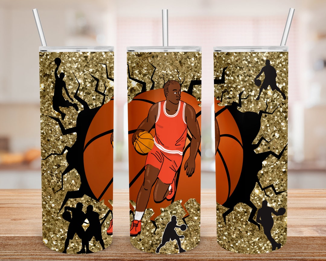 20 Oz Skinny Tumbler Wrap Design Basketball Flaming Dunk, NBA ...