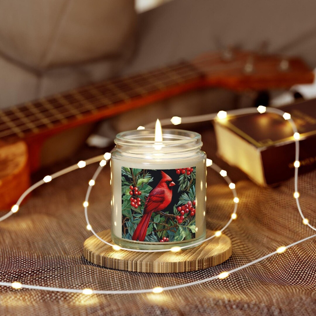 WILLIAM MORRIS Inspired Red Cardinal Festive Christmas Scented Candle ...