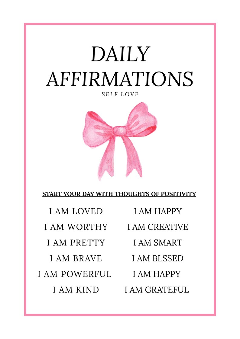 Daily Affirmations Wall Poster - Etsy