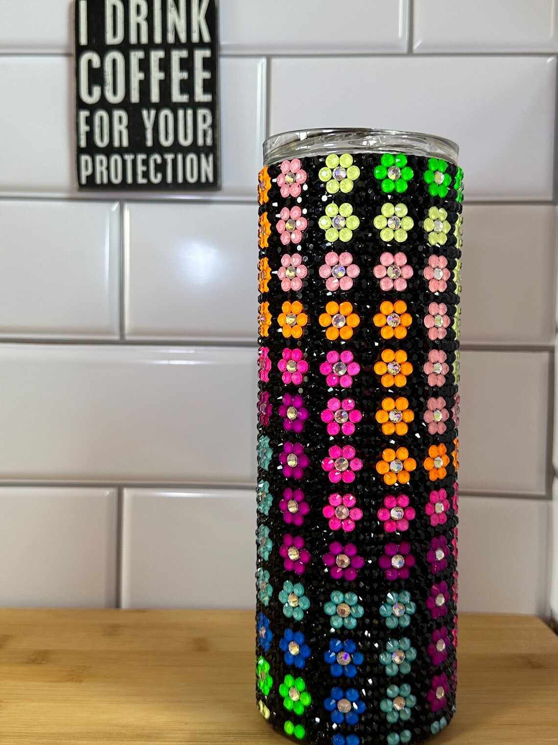 Handmade Rhinestone Bling Cup - 20 Ounce Custom Tumbler With Lid and ...