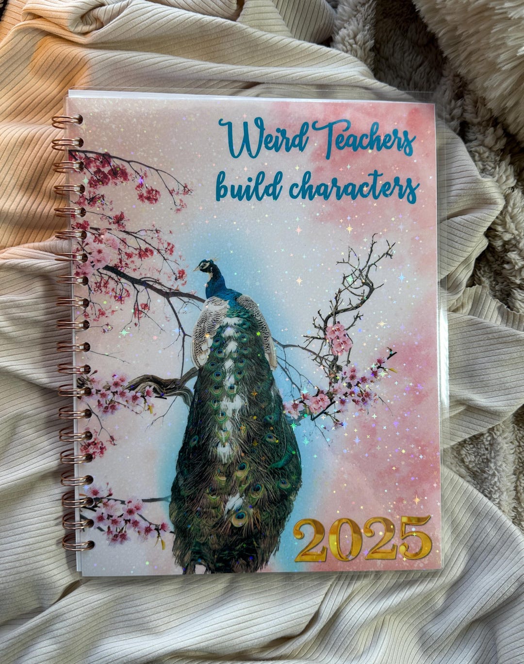 Teacher Peacock Planner | Custom Handmade Spiral Bound | Undated Daily ...