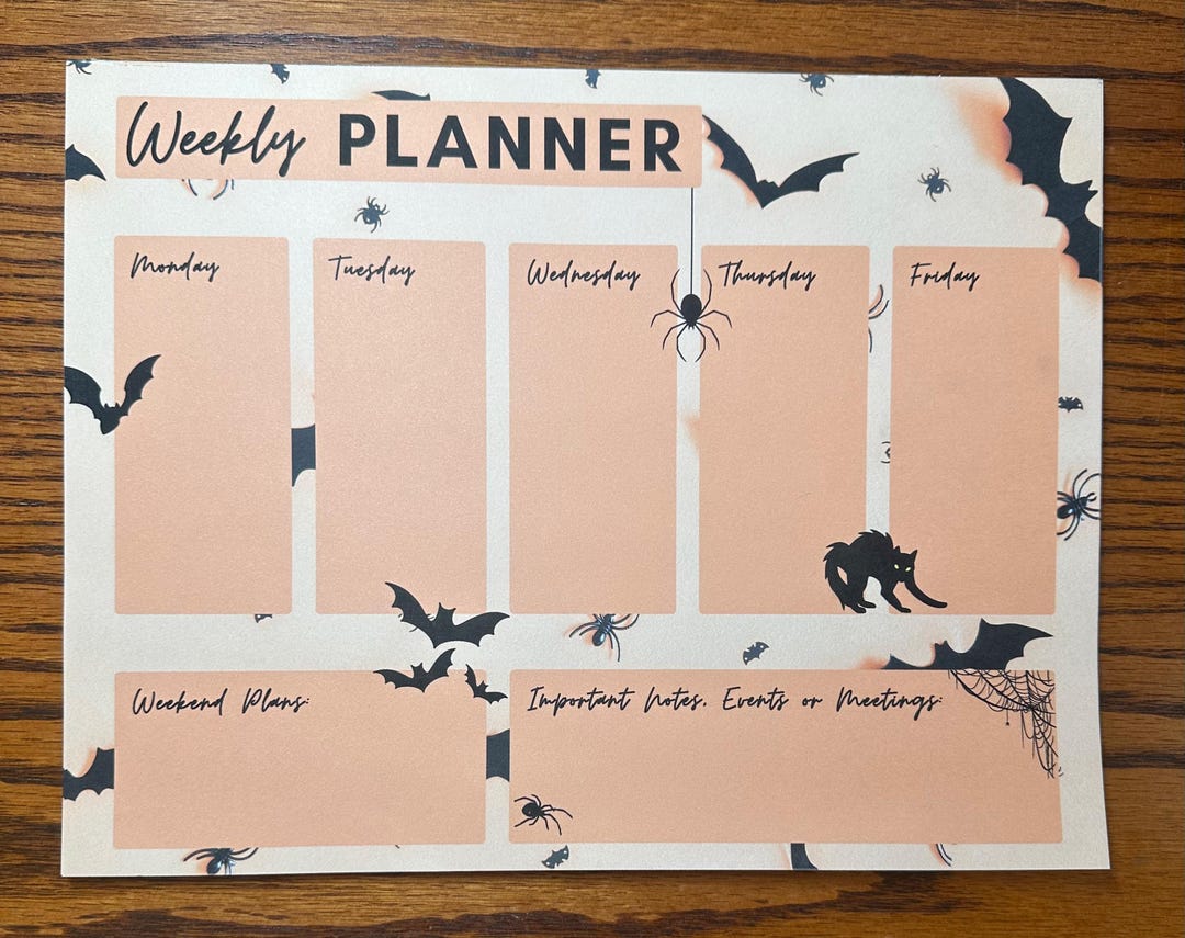 Halloween Themed Weekly Planner Notepad, Custom Teacher’s Notepad, Tear ...