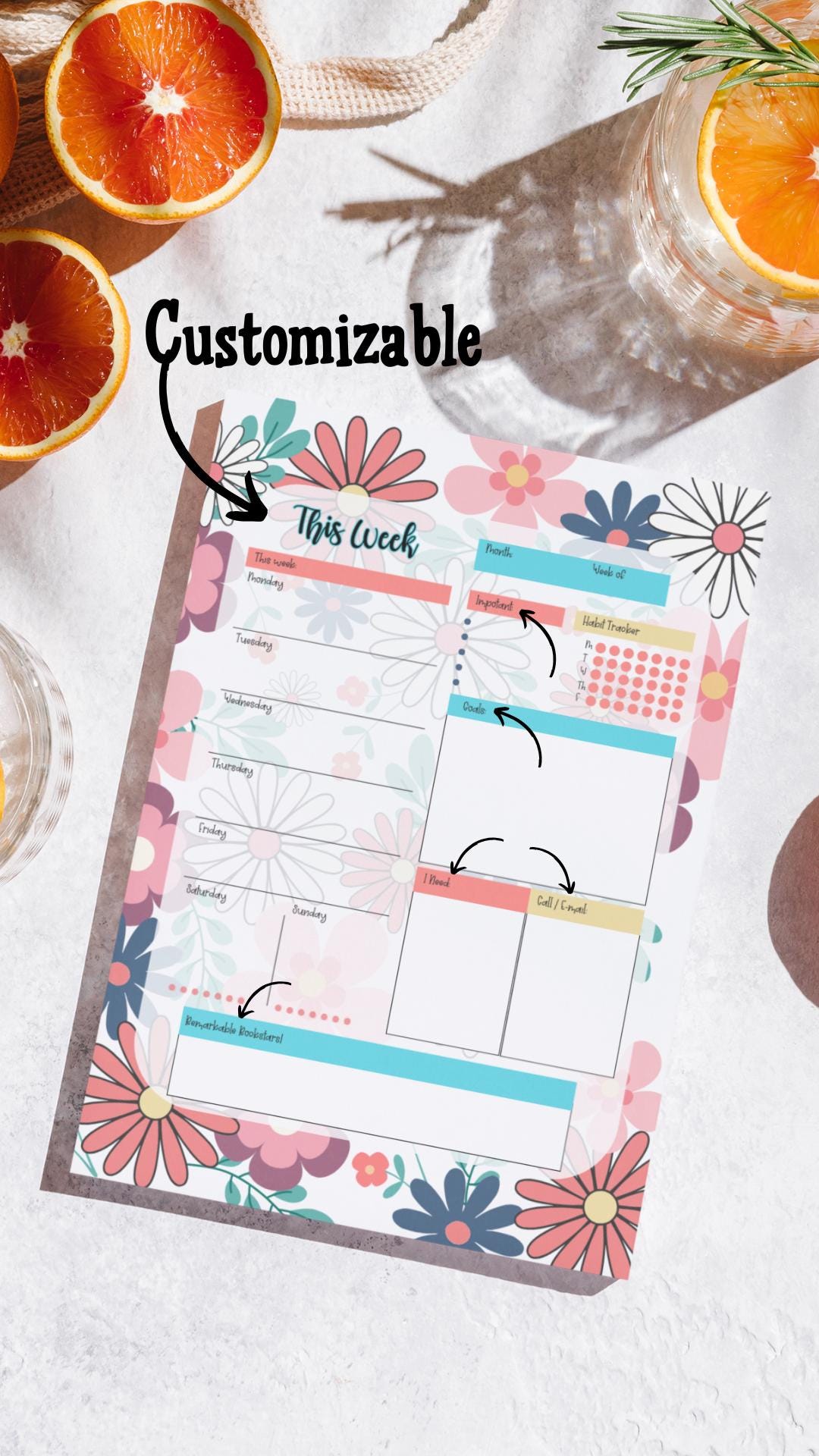 Personalized Weekly Planner Notepad With Tear-off Sheets, Customizable ...