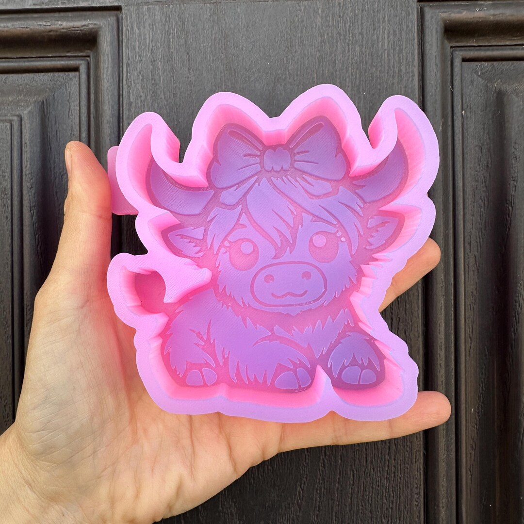 Baby Highland Cow With Bow Freshie Mold, Highland Cow Mold, Christmas ...