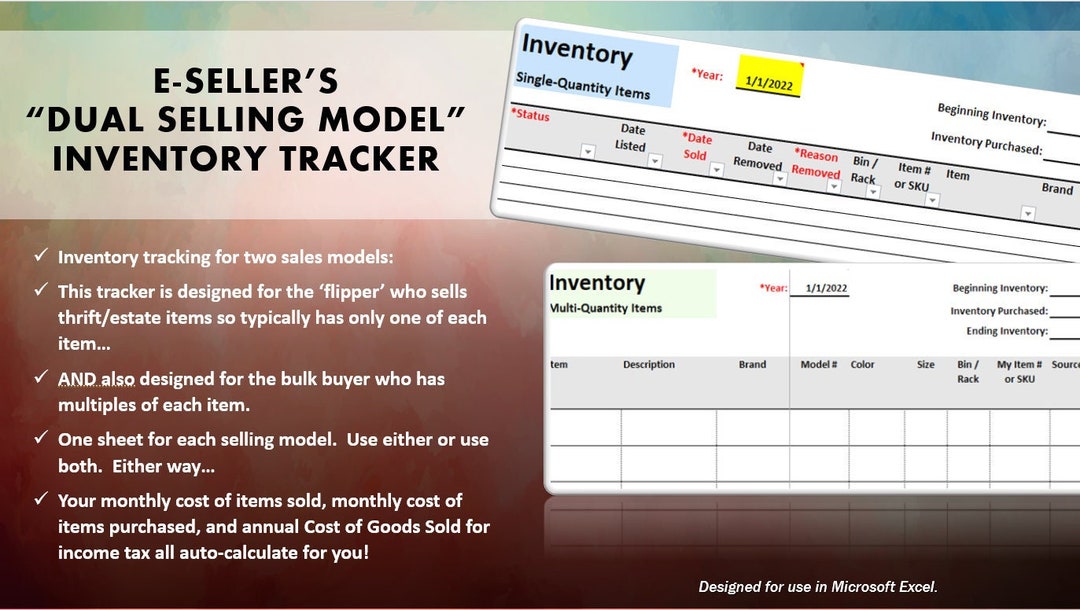 E-seller's "dual Selling Model" Inventory Tracker MS Excel Template ...