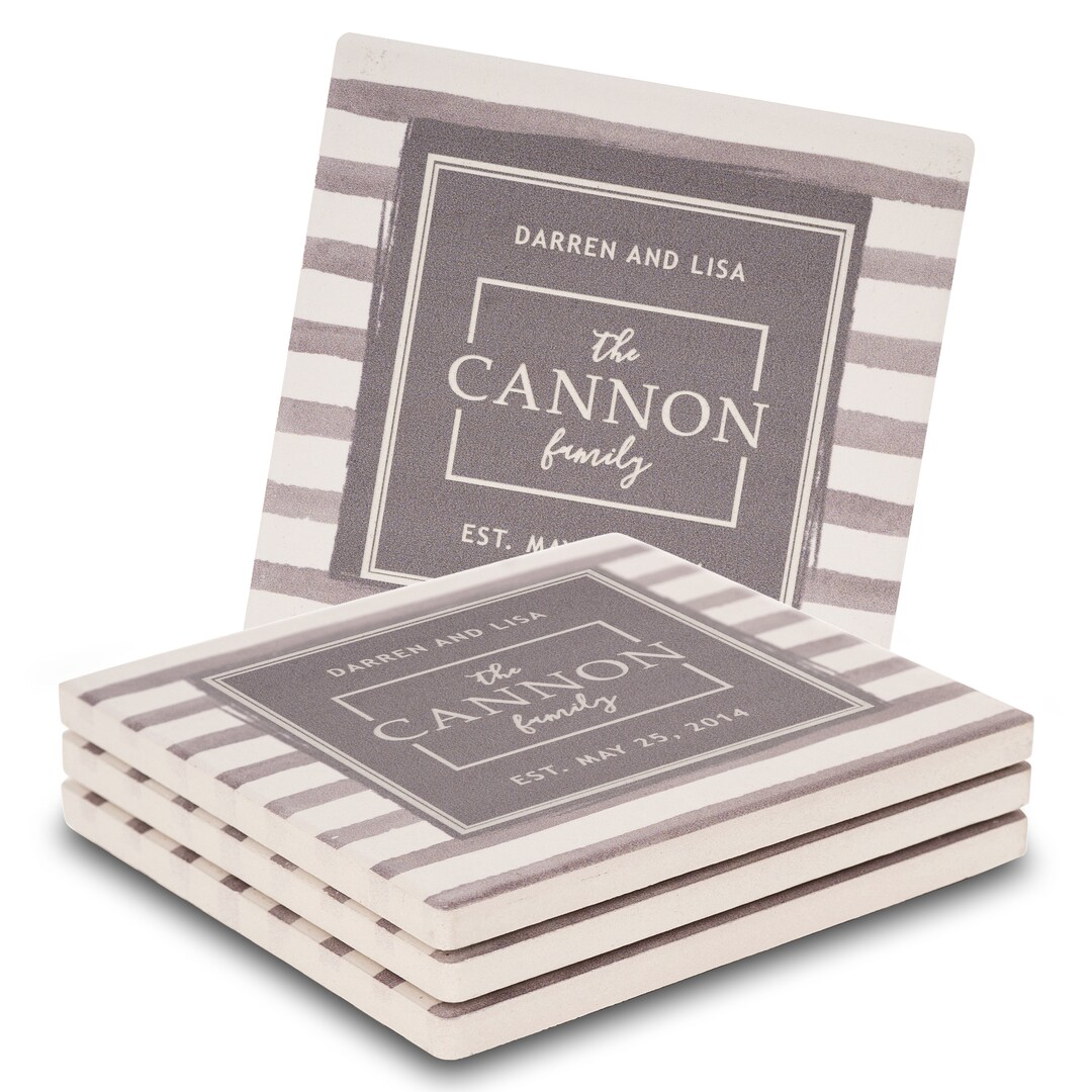 Personalized Modern Styled Ceramic Coasters, Custom Engraved Coasters ...