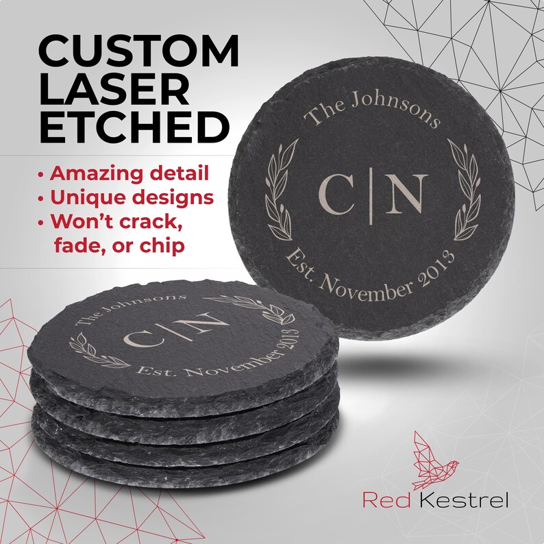 Personalized Slate Coasters, Custom Engraved Premium Coasters Set ...