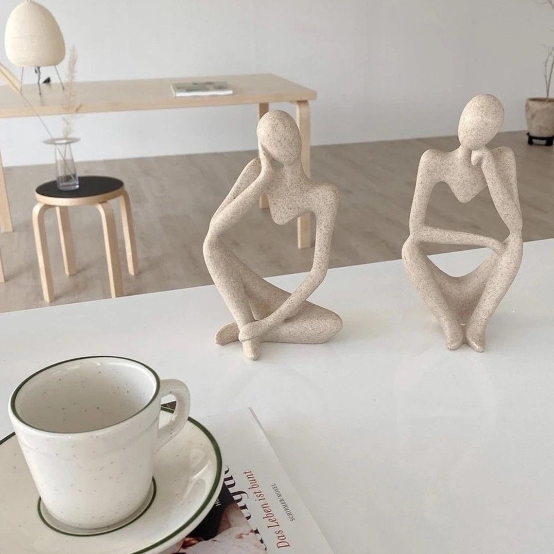 Abstract Thinker Statue Miniature Figure Modern Art Style Office Gift ...