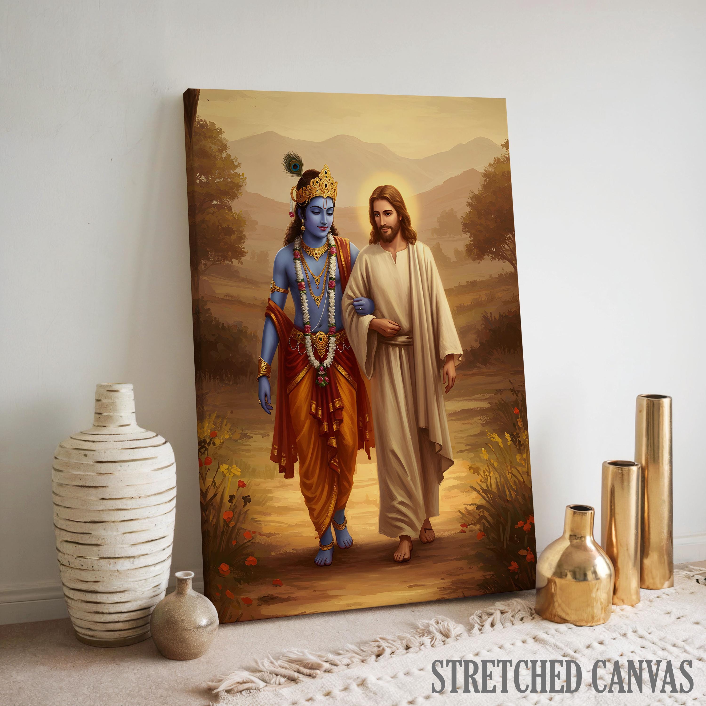 Lord Krishna Meets With Jesus Christ, Jesus Walking Along With Krishna ...