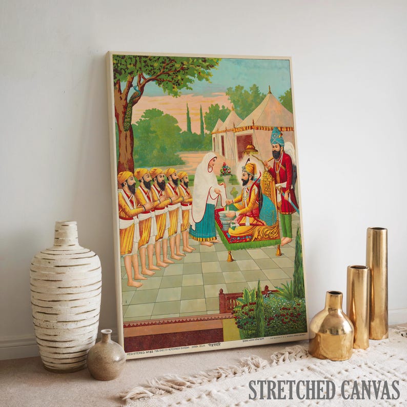 Guru Gobind Singh Ji Khalsa Initiation Painting | Panj Pyare Art | Sikh ...