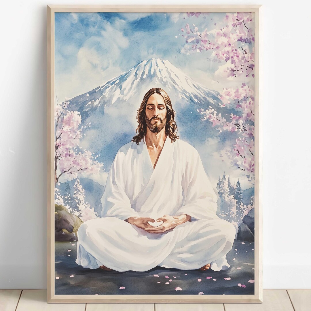 Jesus at Mount Fiji, Christian Art, Jesus Meditating, Jesus Christ ...