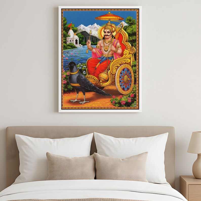 Shani, Shani Dev, Hindu God Wall Art, Vintage Art, Poster Print, Canvas ...
