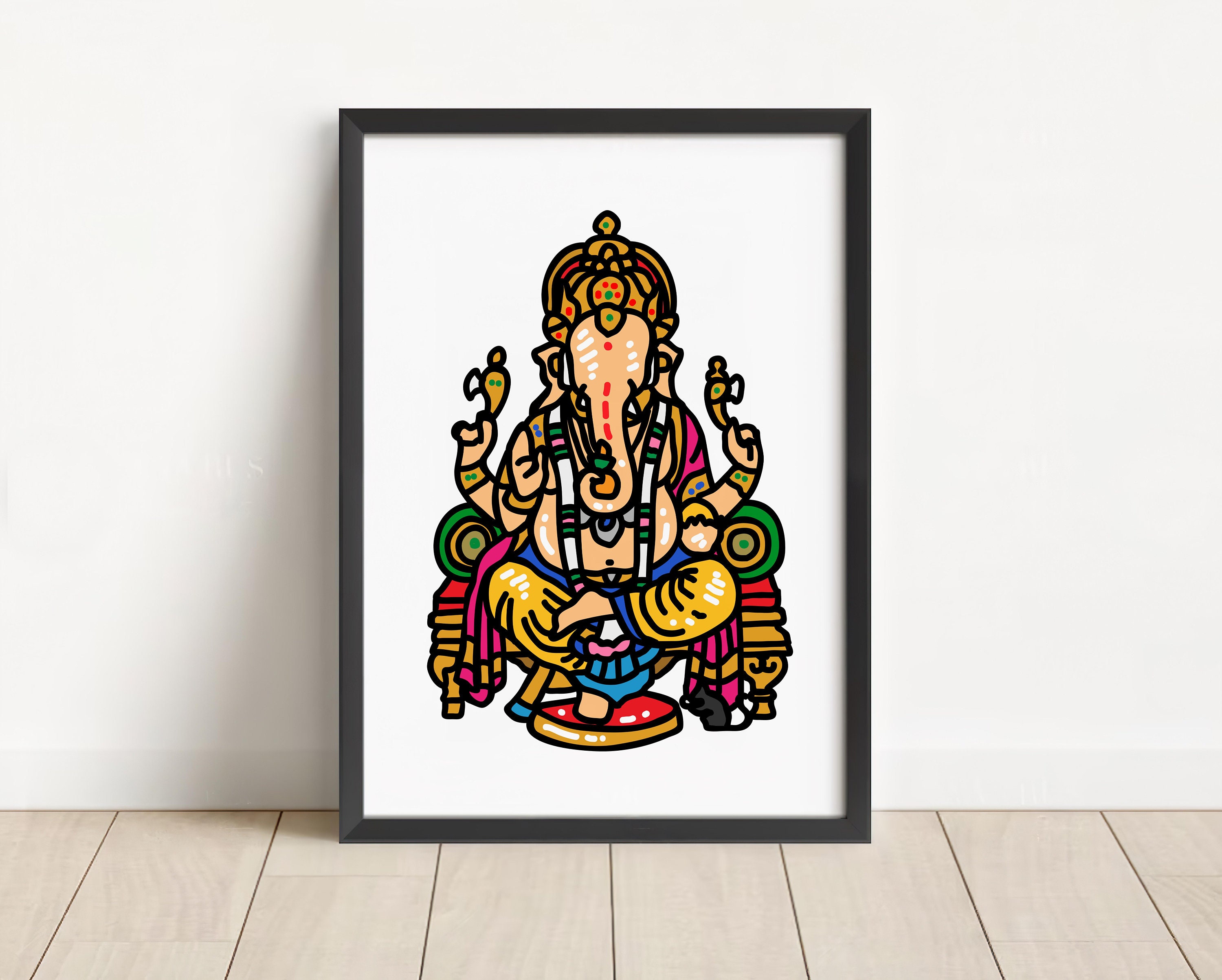 Hindu God Wall Art, GANESH, Ganesh Line Art, Indian God, Poster Print ...