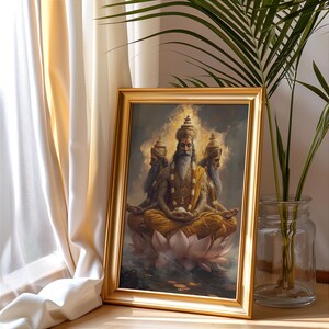 Brahma, Hindu God Wall Art, Hindu God Brahma, Indian God, Poster Print ...