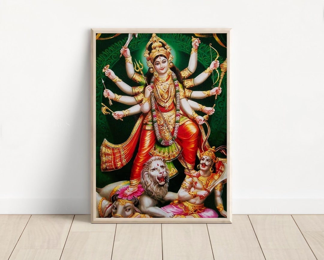 Hindu Goddess Wall Art, Tiger Goddess, Durga, Wall Art, Indian God ...