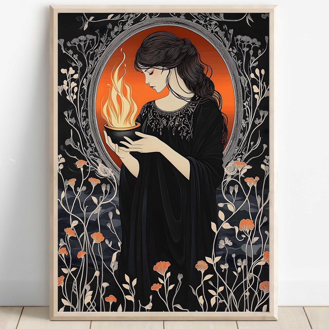 Hestia Wall Art, Greek Goddess of Home and Hearth, Hestia Canvas, Greek ...