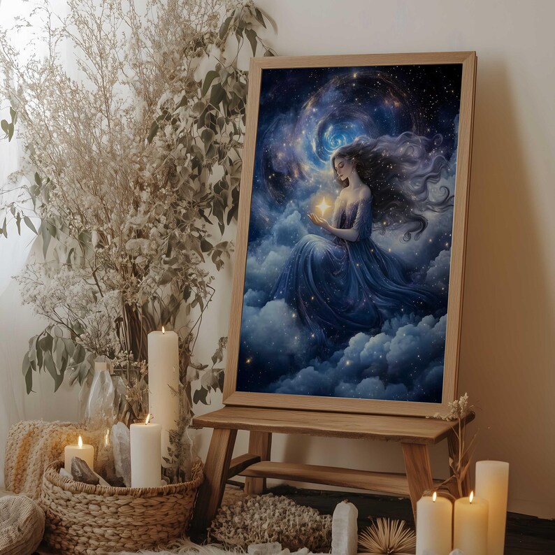 Asteria Wall Art, Greek Goddess of Stars, Art Nouveau Decor, Mythology ...