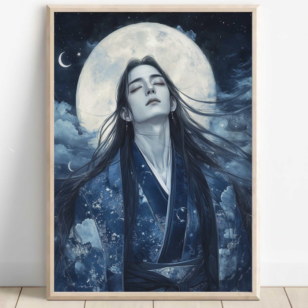 Tsukuyomi Print, Tsukuyomi Art, Tsukuyomi God, Japanese Moon God, Japanese Deity, Japanese ...