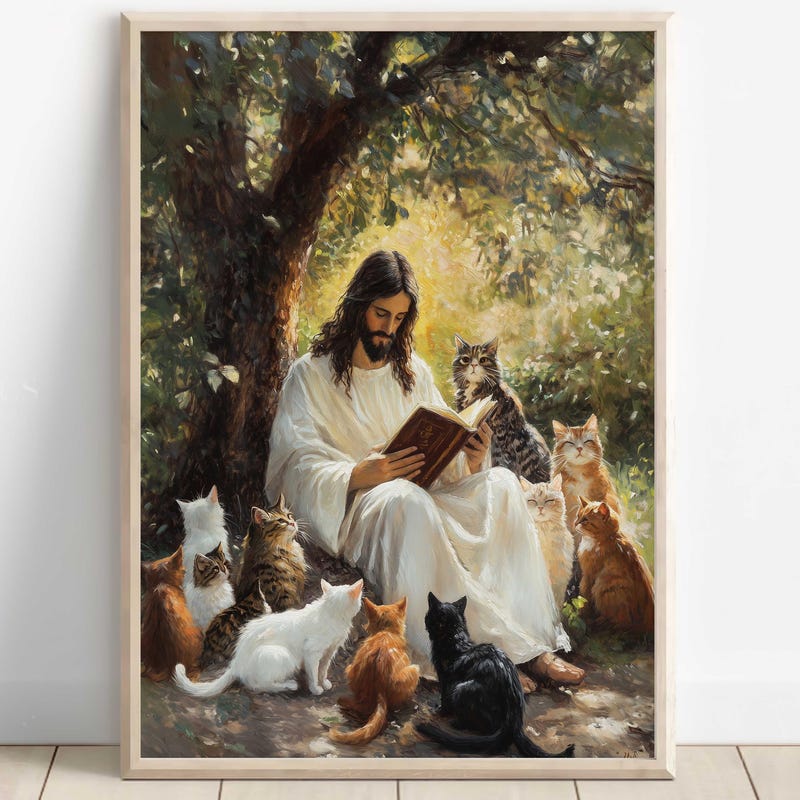 Cat Jesus Art - Etsy